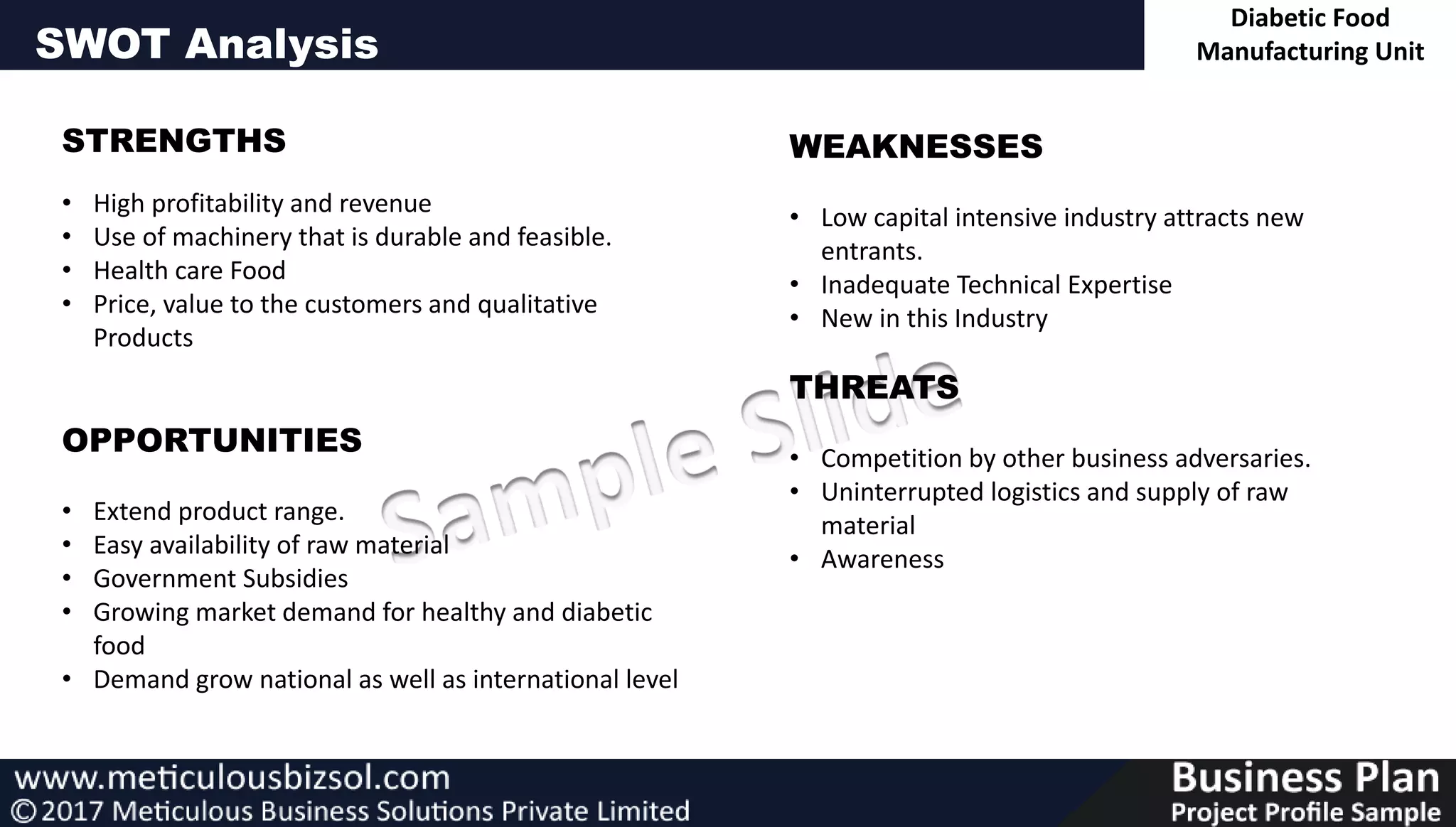 Diabetic Food Manufacturing Unit | PPTX