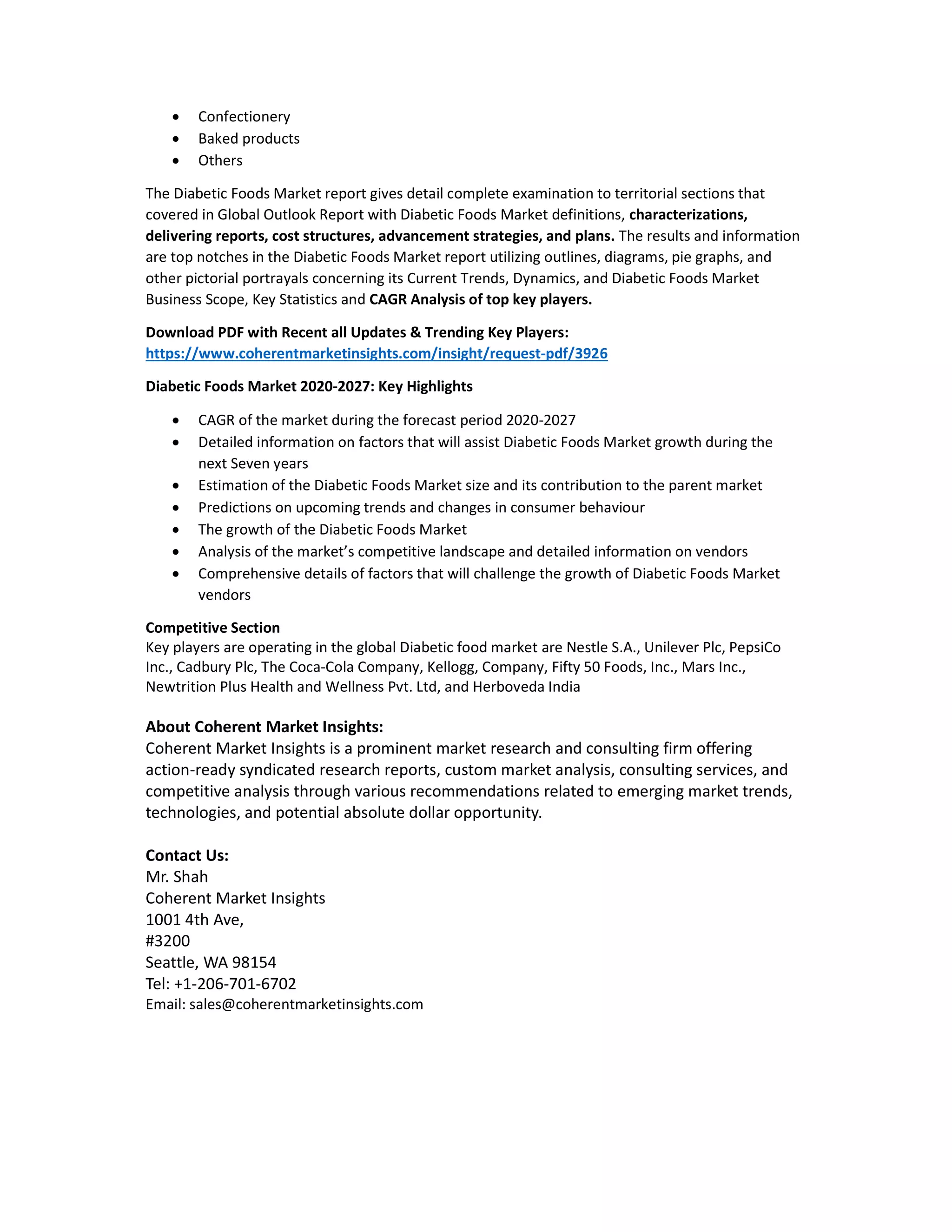 Diabetic foods market | PDF