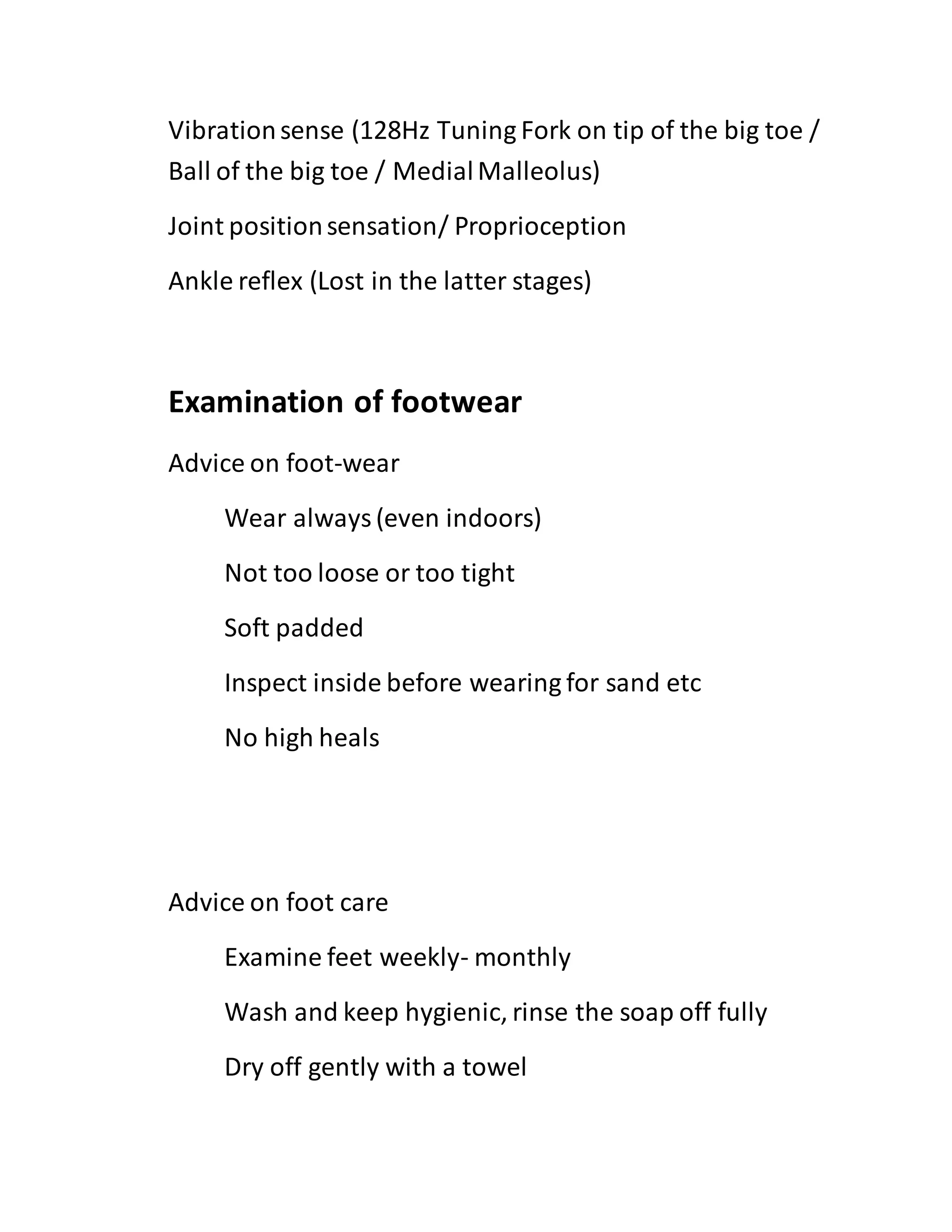 Diabetic foot examination | DOCX