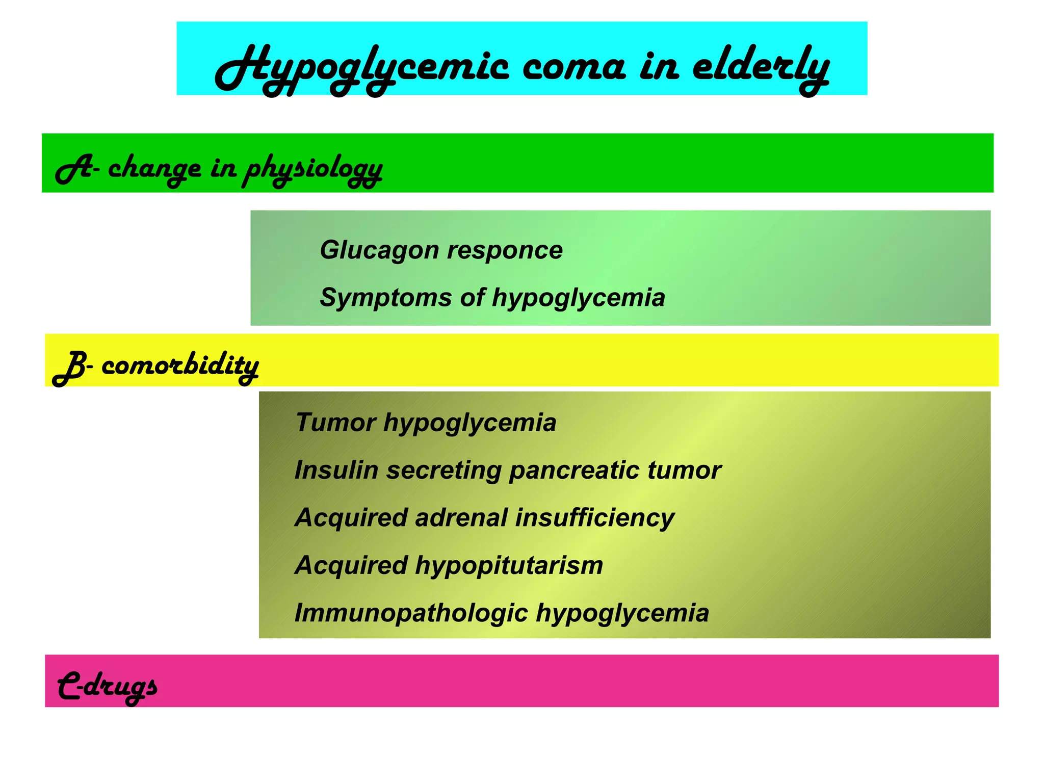 Diabetic hypoglycemic coma in elderly | PPT