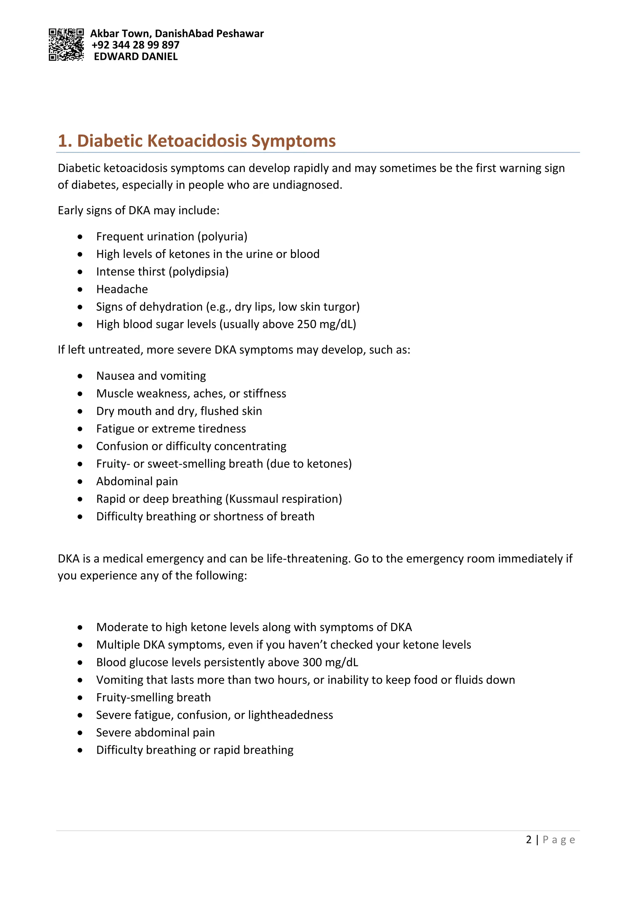 What Is Diabetic Ketoacidosis (DKA)? Signs and Symptoms,cause, treatment | PDF