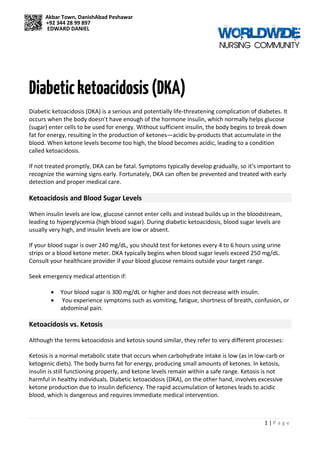 What Is Diabetic Ketoacidosis (DKA)? Signs and Symptoms,cause, treatment | PDF