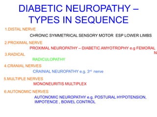 DIABETIC NEUROPATHY – TYPES IN SEQUENCE | PPT