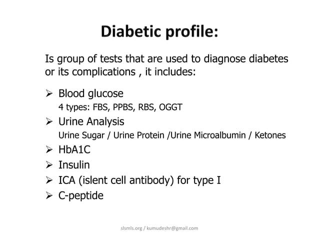 Diabetic Profile - Lab Diagnosis | PPTX | Endocrine and Metabolic ...