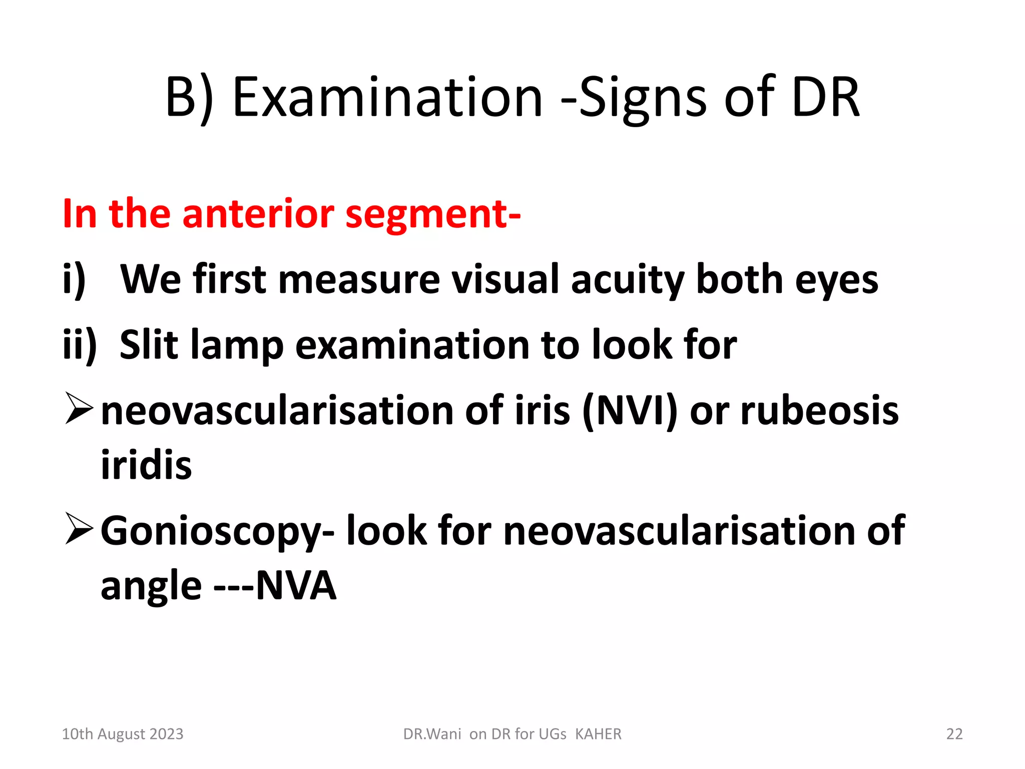 DR VIVEK WANI TALK ON DIABETIC RETINOPATHY FOR KLE MBBS STUDENTS UG ...