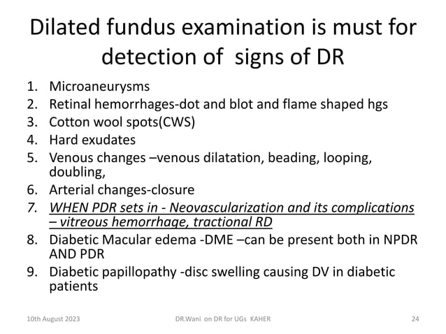 DR VIVEK WANI TALK ON DIABETIC RETINOPATHY FOR KLE MBBS STUDENTS UG ...