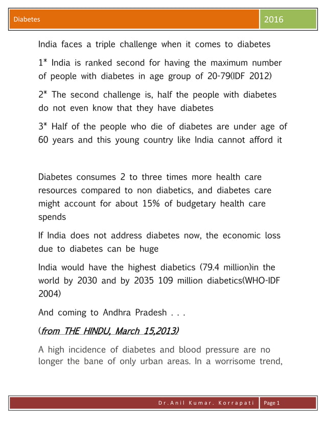 Diabtes notes whd 2016 | PDF | Diabetes | Diseases and Conditions