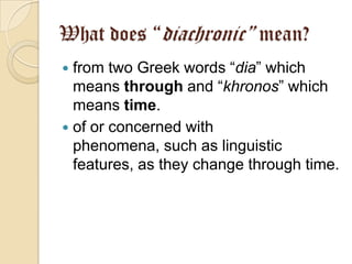 Diachronic and synchronic parameters of philippine society and culture ...