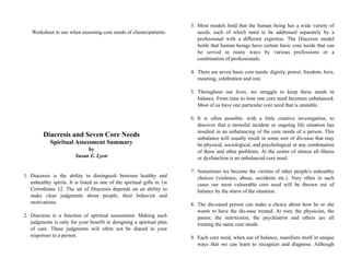 Diacresis and Seven Core Needs | PDF