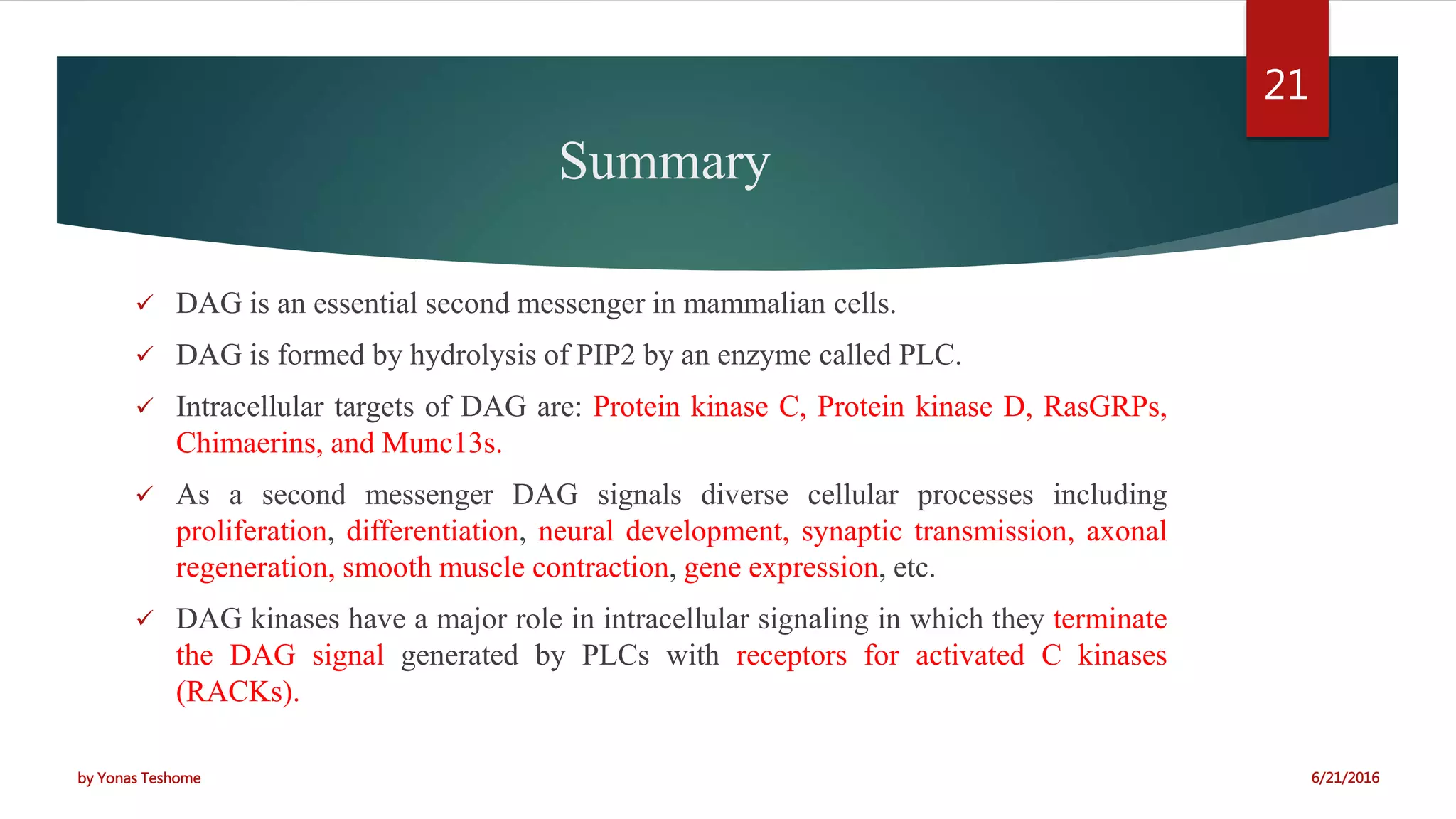 Diacylglycerol signaling pathway | PPTX