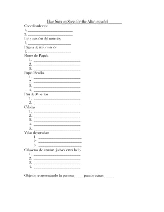 Dia de los muertos altar project edline version | DOCX