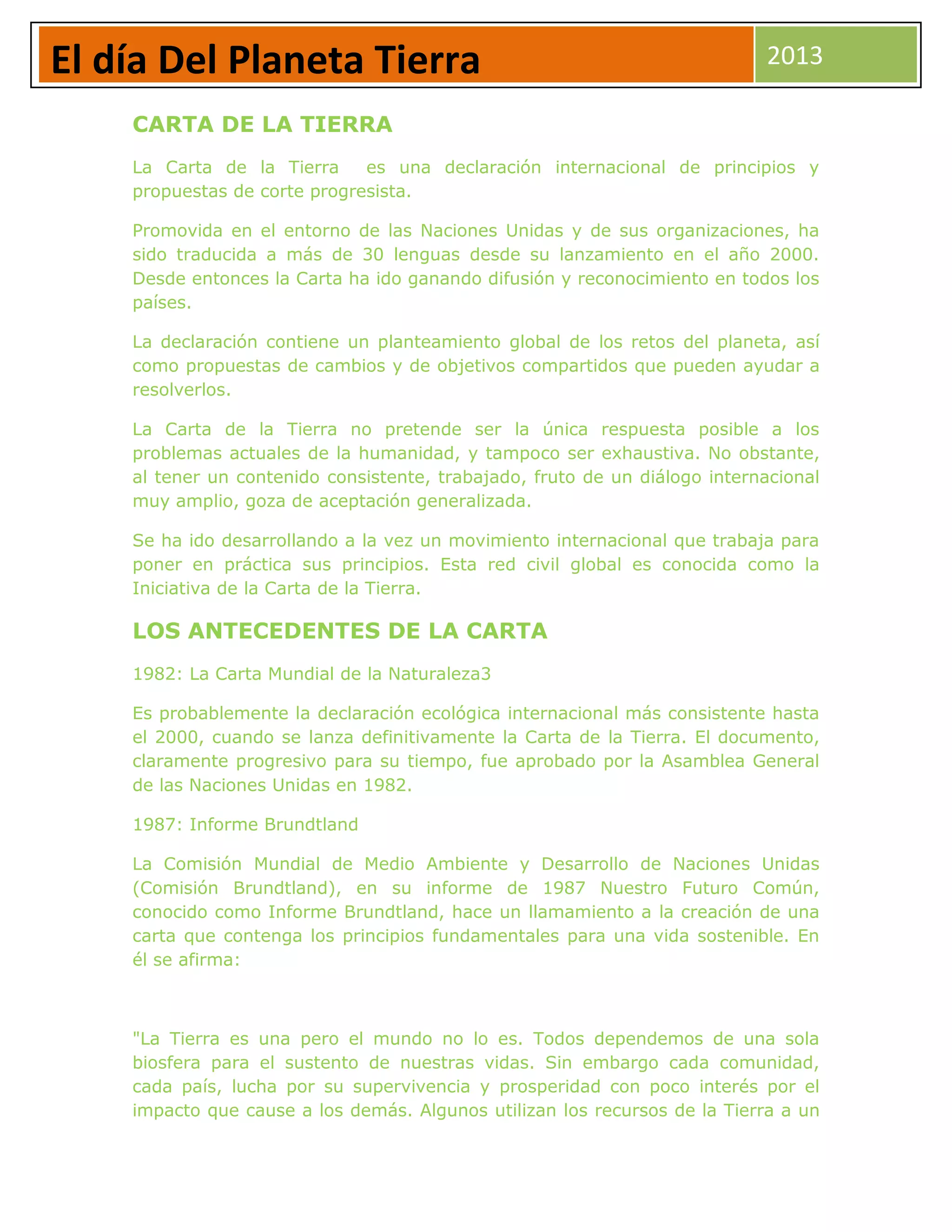 Dia del planeta tierra | PDF