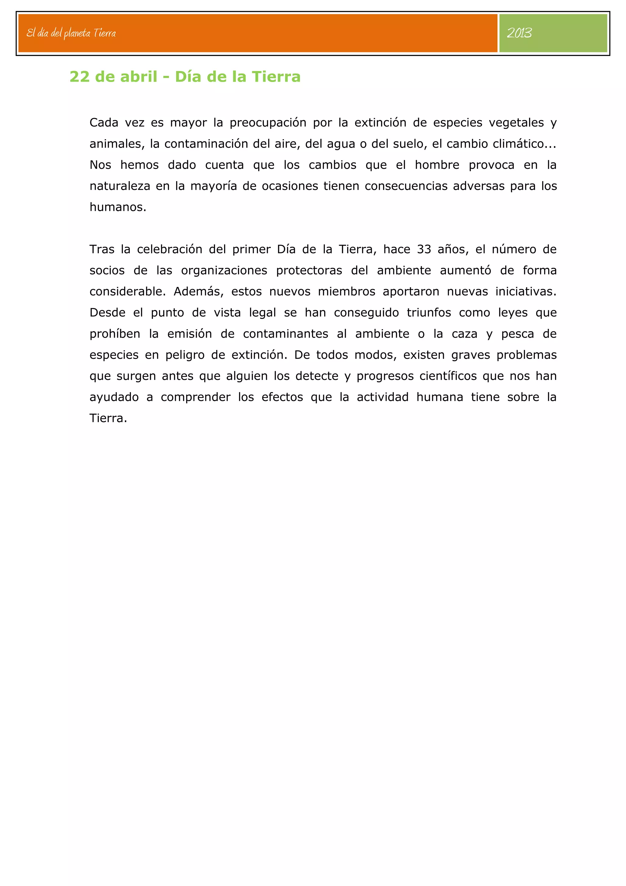 Dia del planeta Tierra | PDF