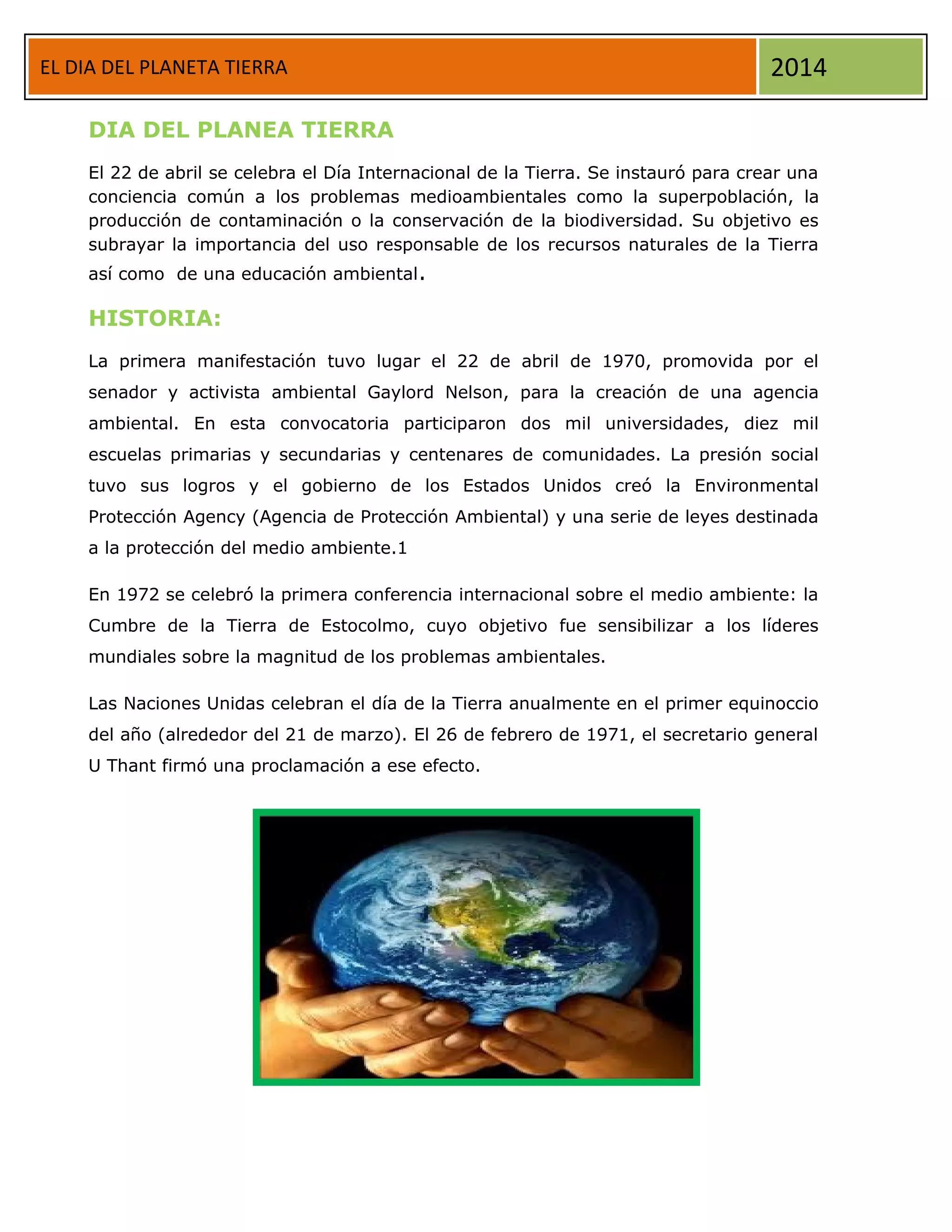 Dia del planeta tierra | PDF
