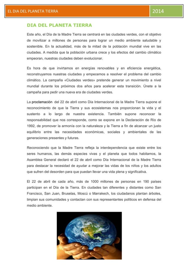 Dia del planeta tierra | DOCX