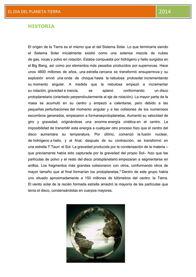 Dia del planeta tierra | DOCX