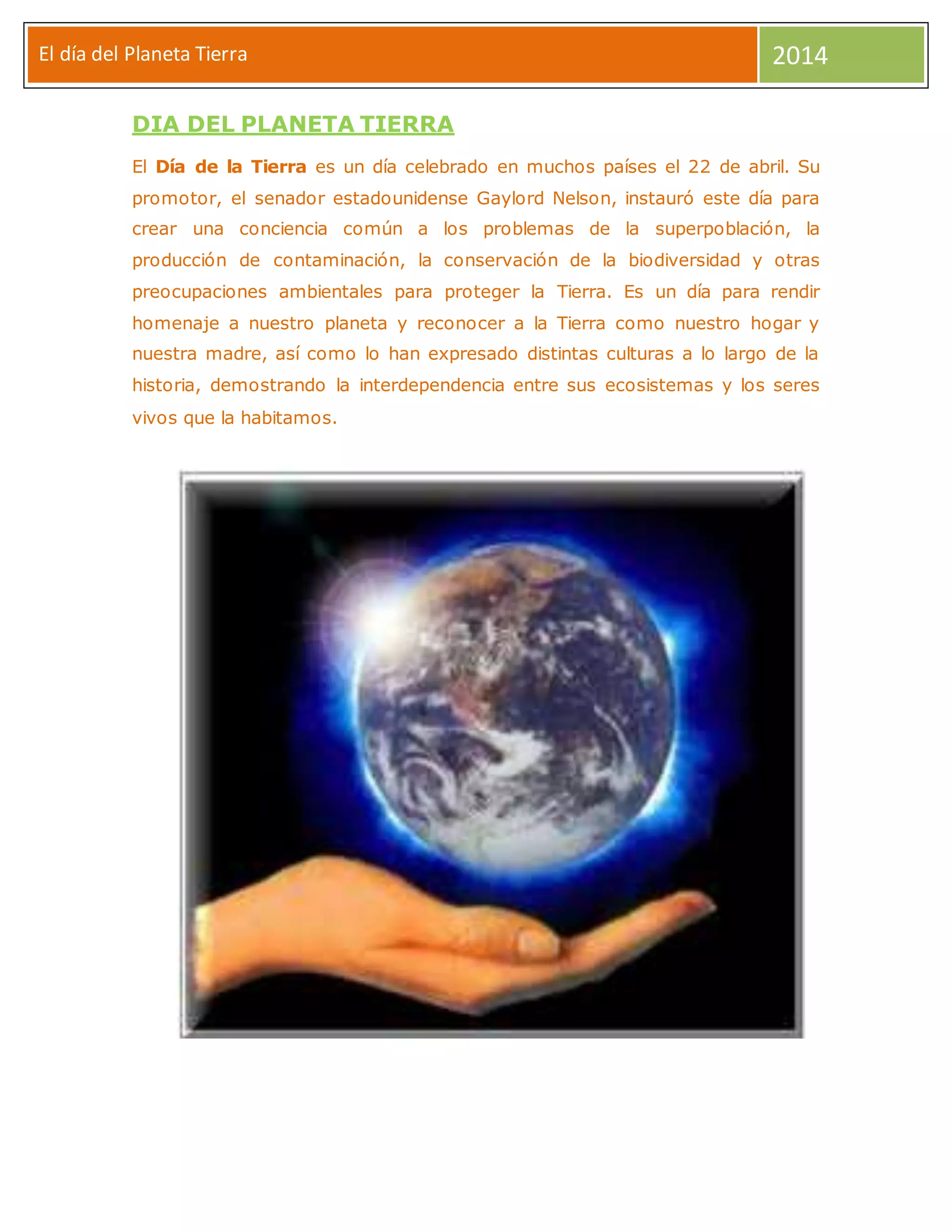 Dia del planeta tierra | DOCX