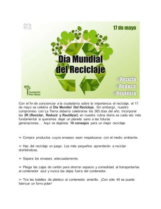 DIA DEL RECICLAJE.docx | Descarga Gratuita
