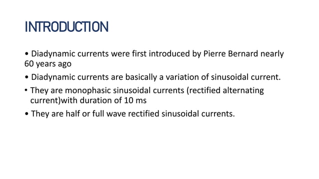 Introduction to Diadynamic currents | PPTX | Death, Injury, or Military ...