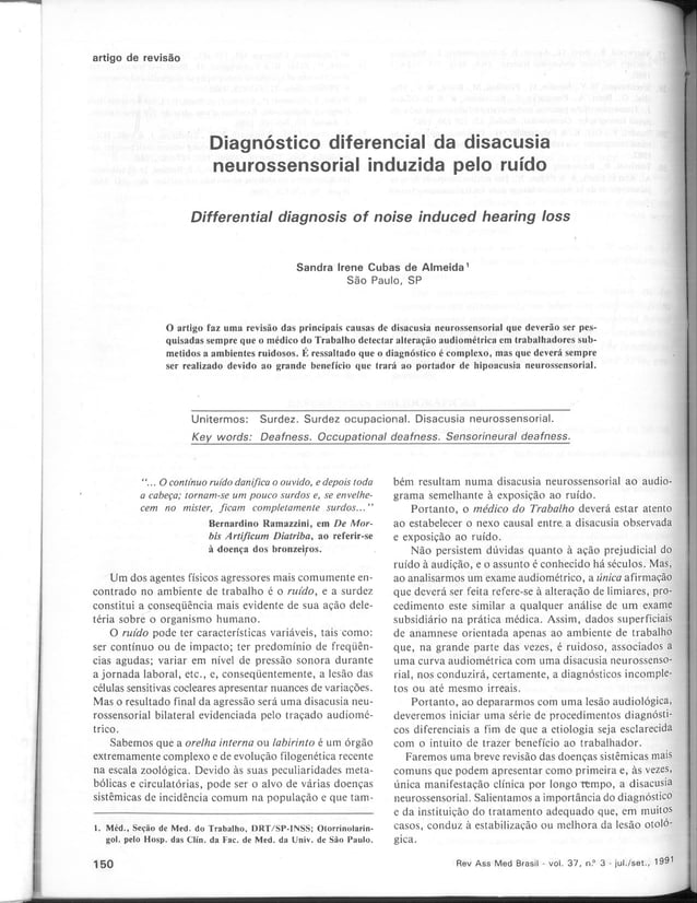 Diagnóstico diferencial disacusia neurossensorial | PDF