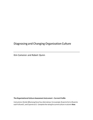 Diagnosing and changing organization culture | DOCX