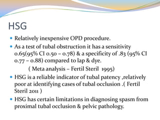 Diagnosis and classification of tubal factor infertility | PPTX