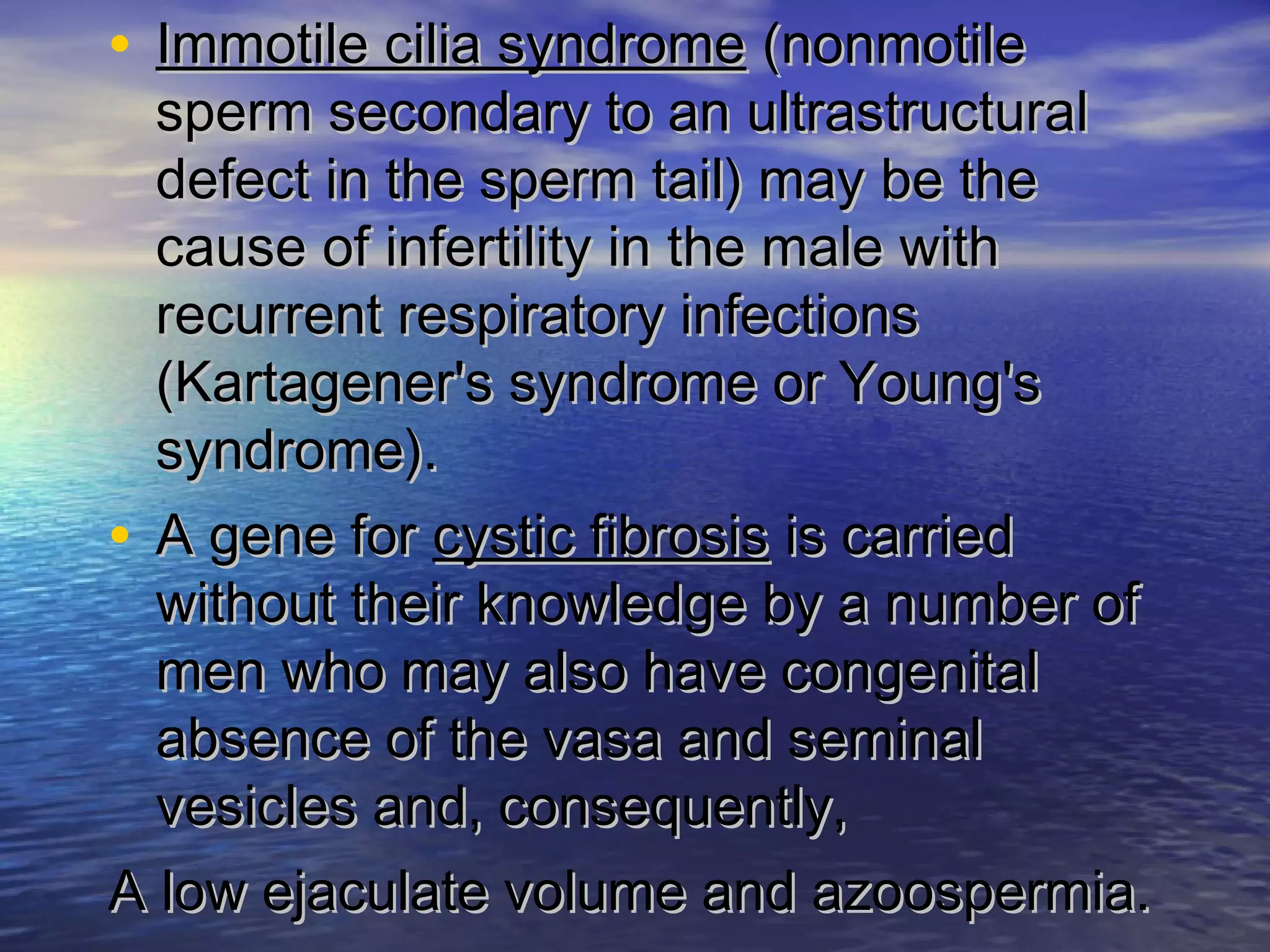 Diagnosis and management of male infertility | PPT