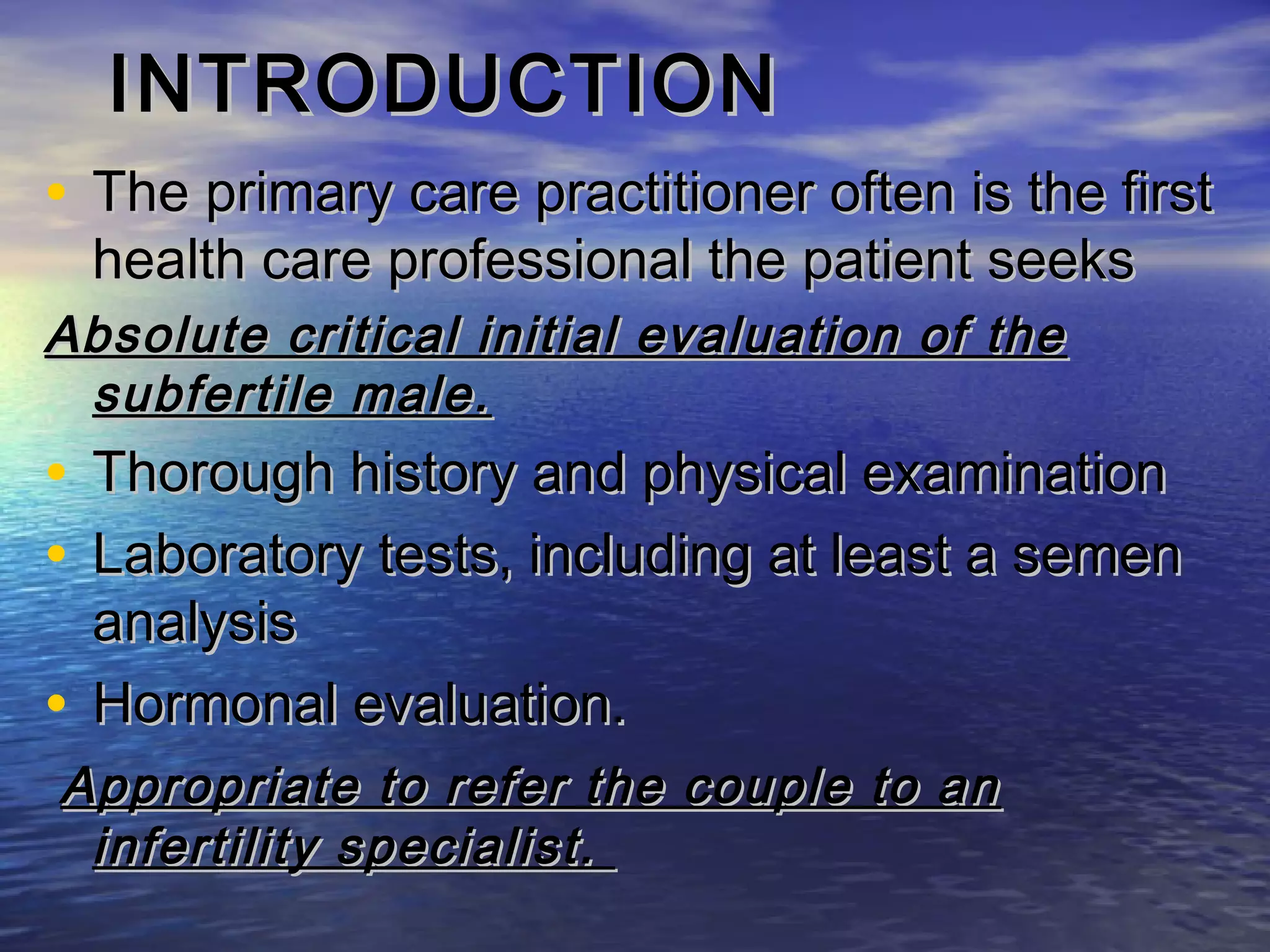 Diagnosis and management of male infertility | PPT