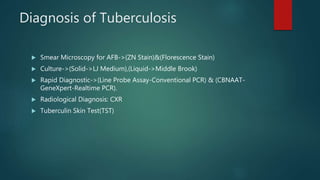 Diagnosis and management of tuberculosis with revised rntcp | PPTX