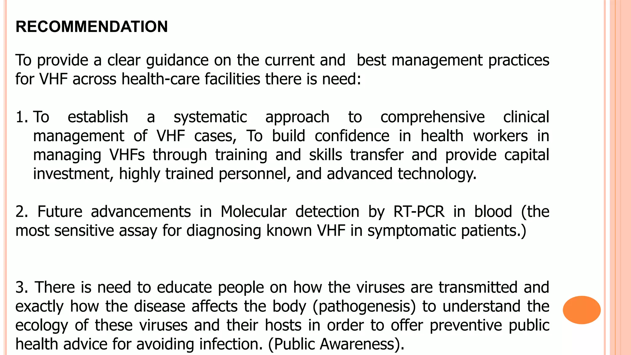 Diagnosis and management of viral haemorrhagic fever (vhf) | PPTX