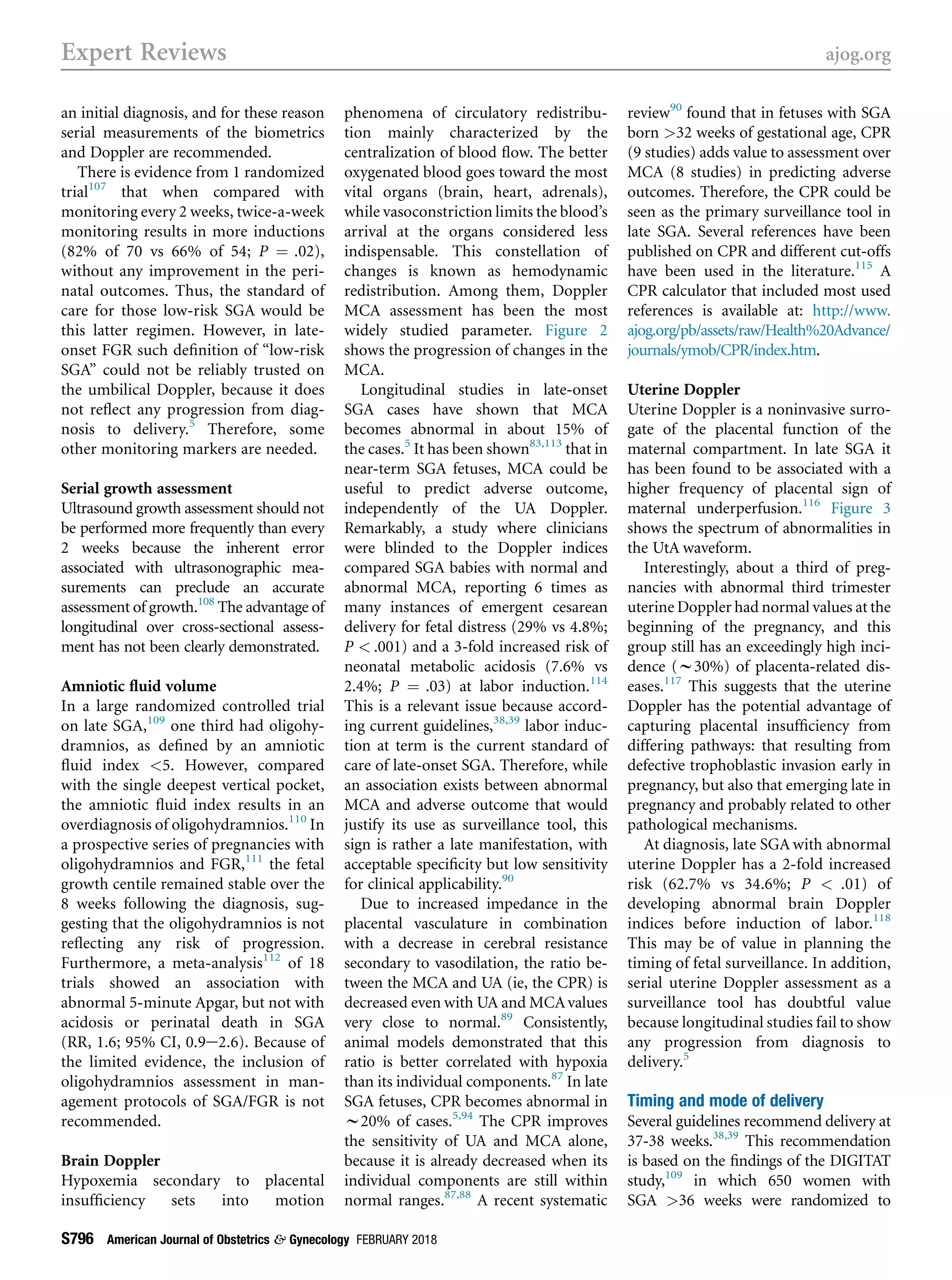 Diagnosis and surveillance of late onset fetal growth restriction 2018 ...