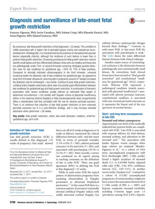 Diagnosis and surveillance of late onset fetal growth restriction 2018 ...