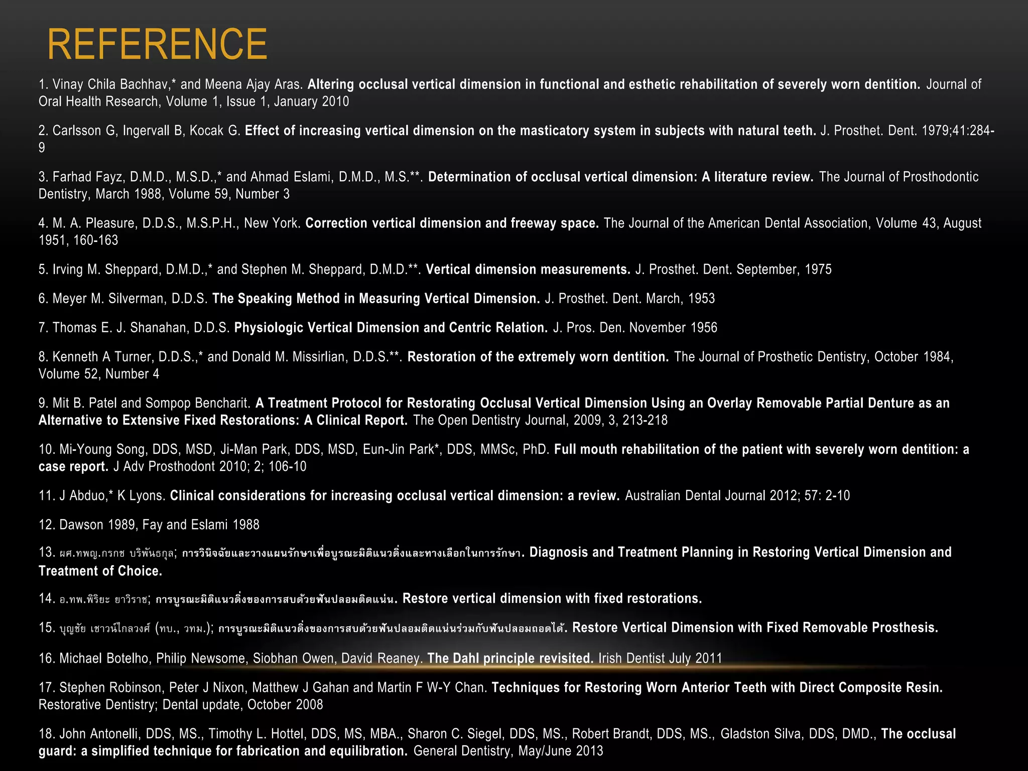 Diagnosis and treatment of choice in restoring vertical dimension | PPTX