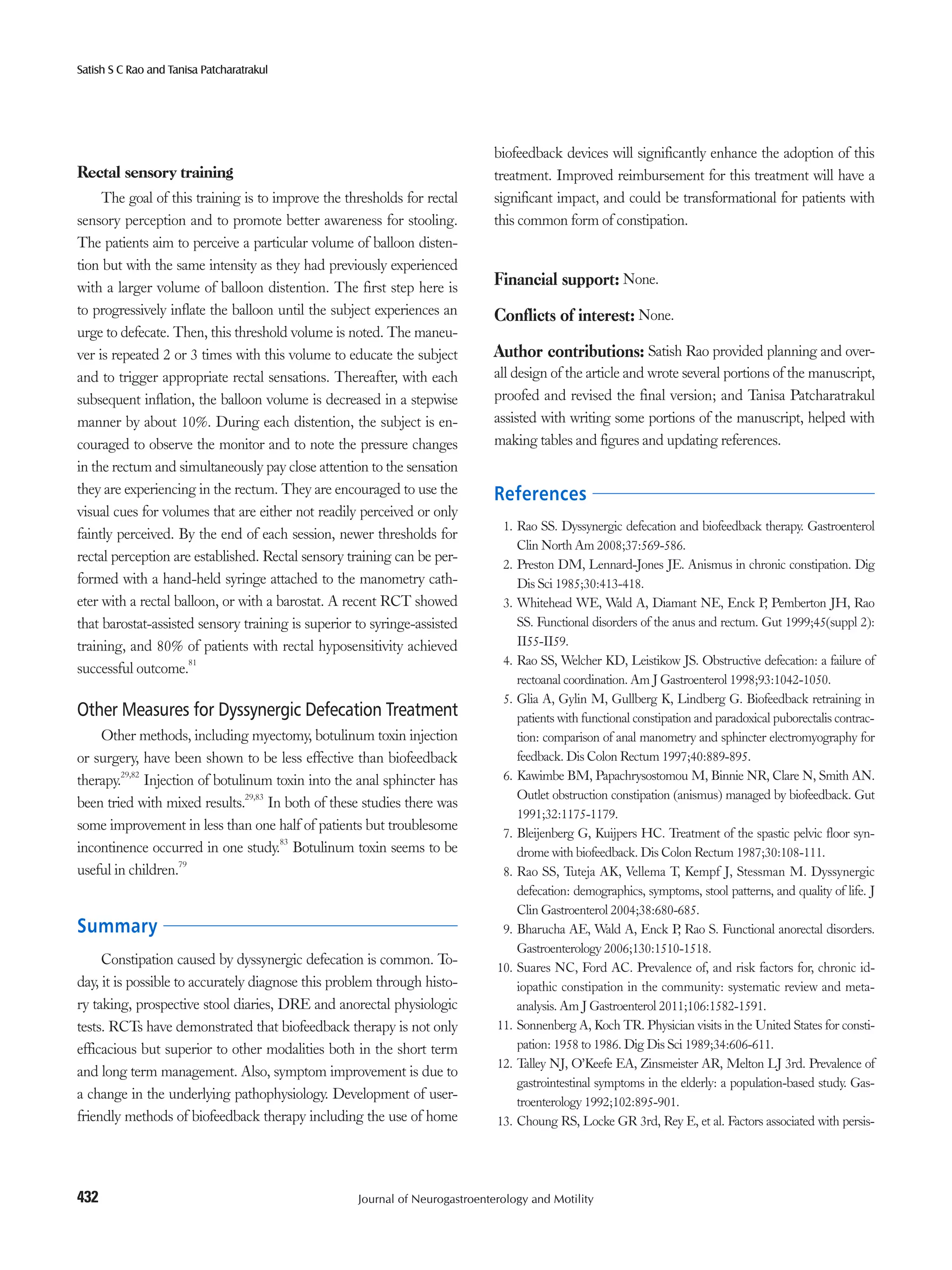 Diagnosis and treatment of Dyssynergic Defecation (Rao) | PDF