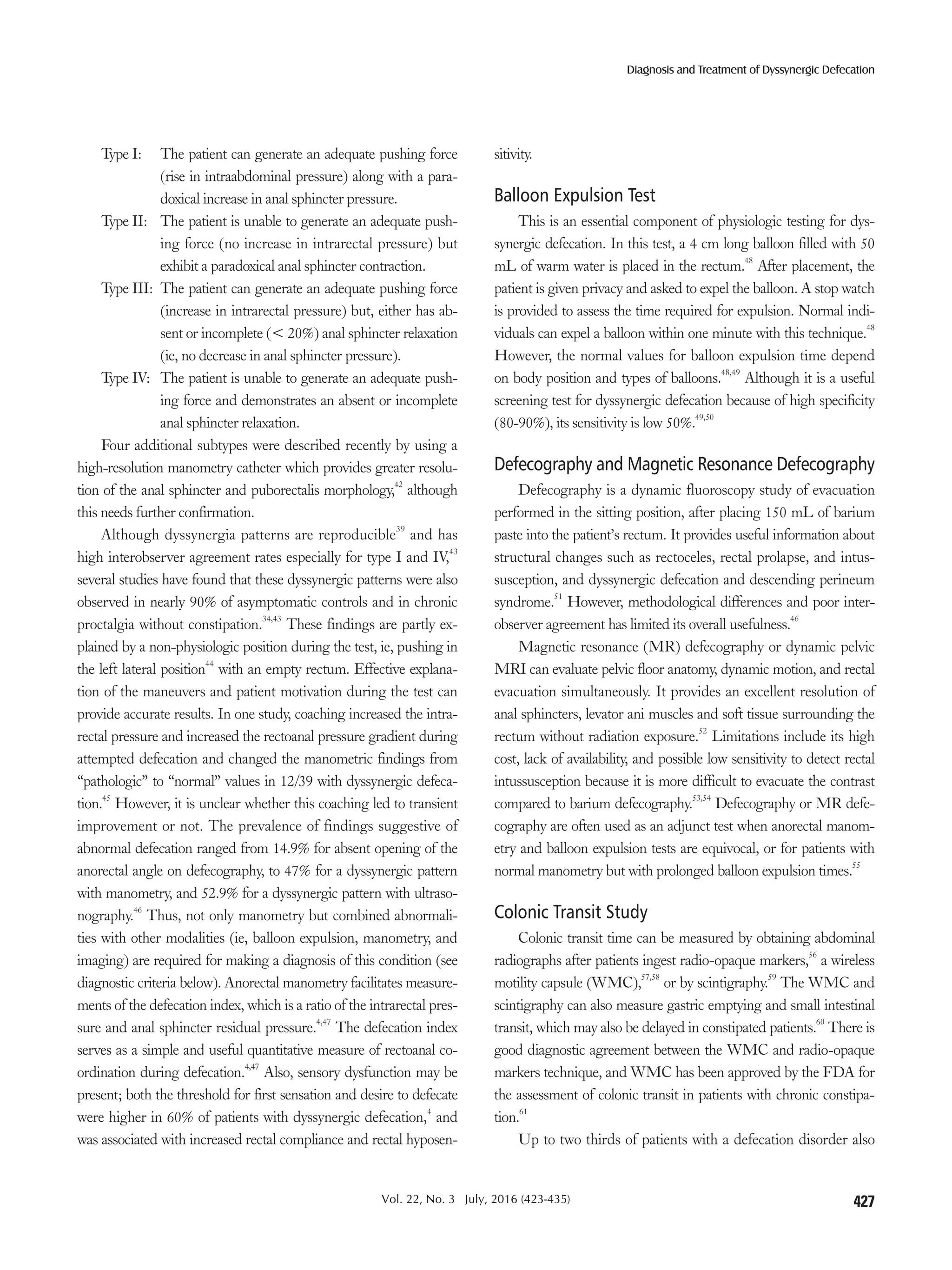 Diagnosis and treatment of Dyssynergic Defecation (Rao) | PDF