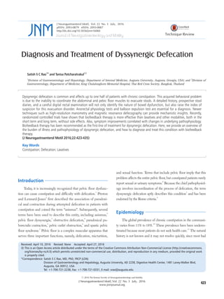 Diagnosis and treatment of Dyssynergic Defecation (Rao) | PDF