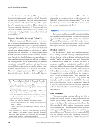 Diagnosis and treatment of Dyssynergic Defecation (Rao) | PDF