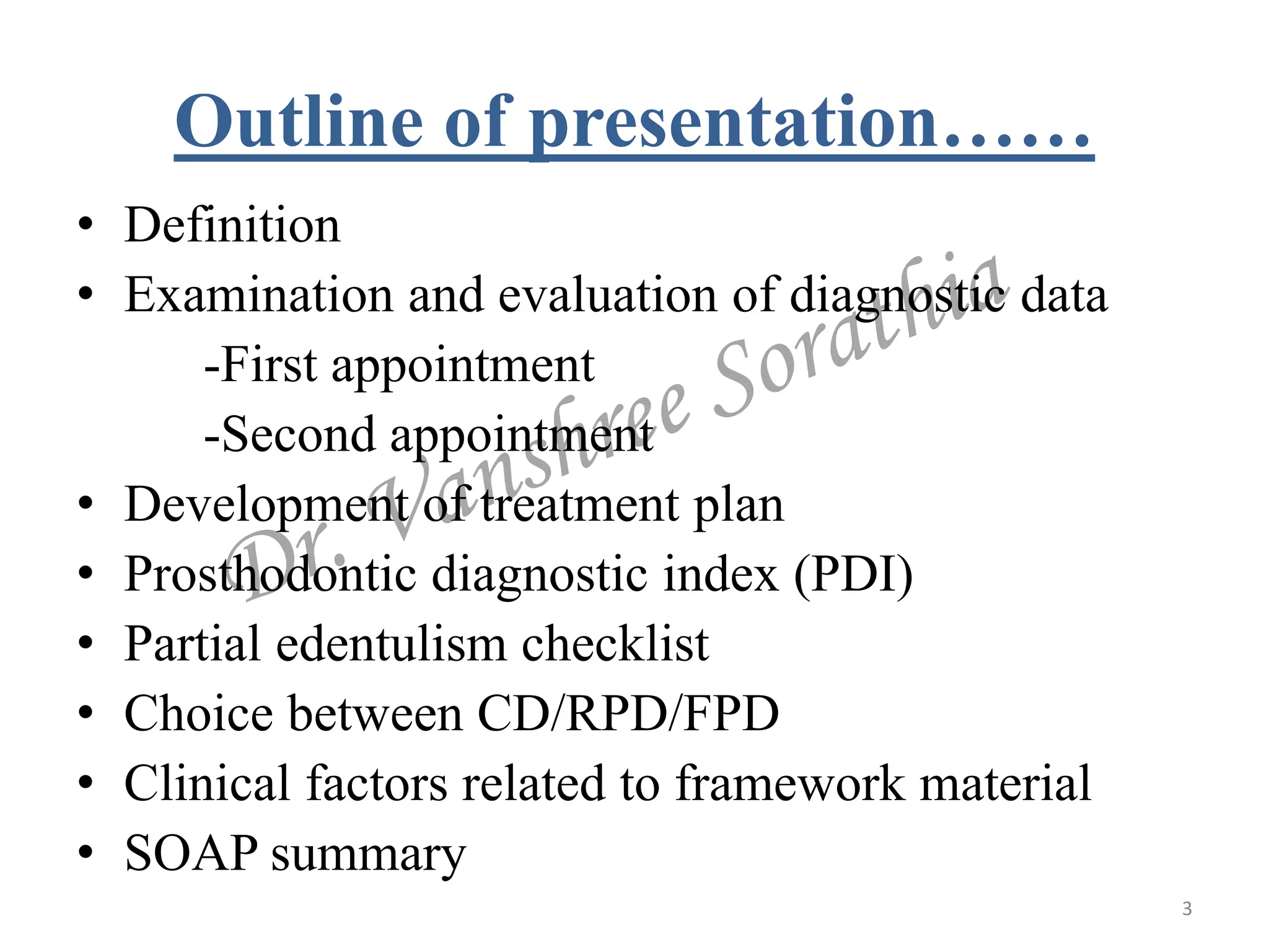 Diagnosis and Treatment Planning of Removable Partial Denture | PPTX