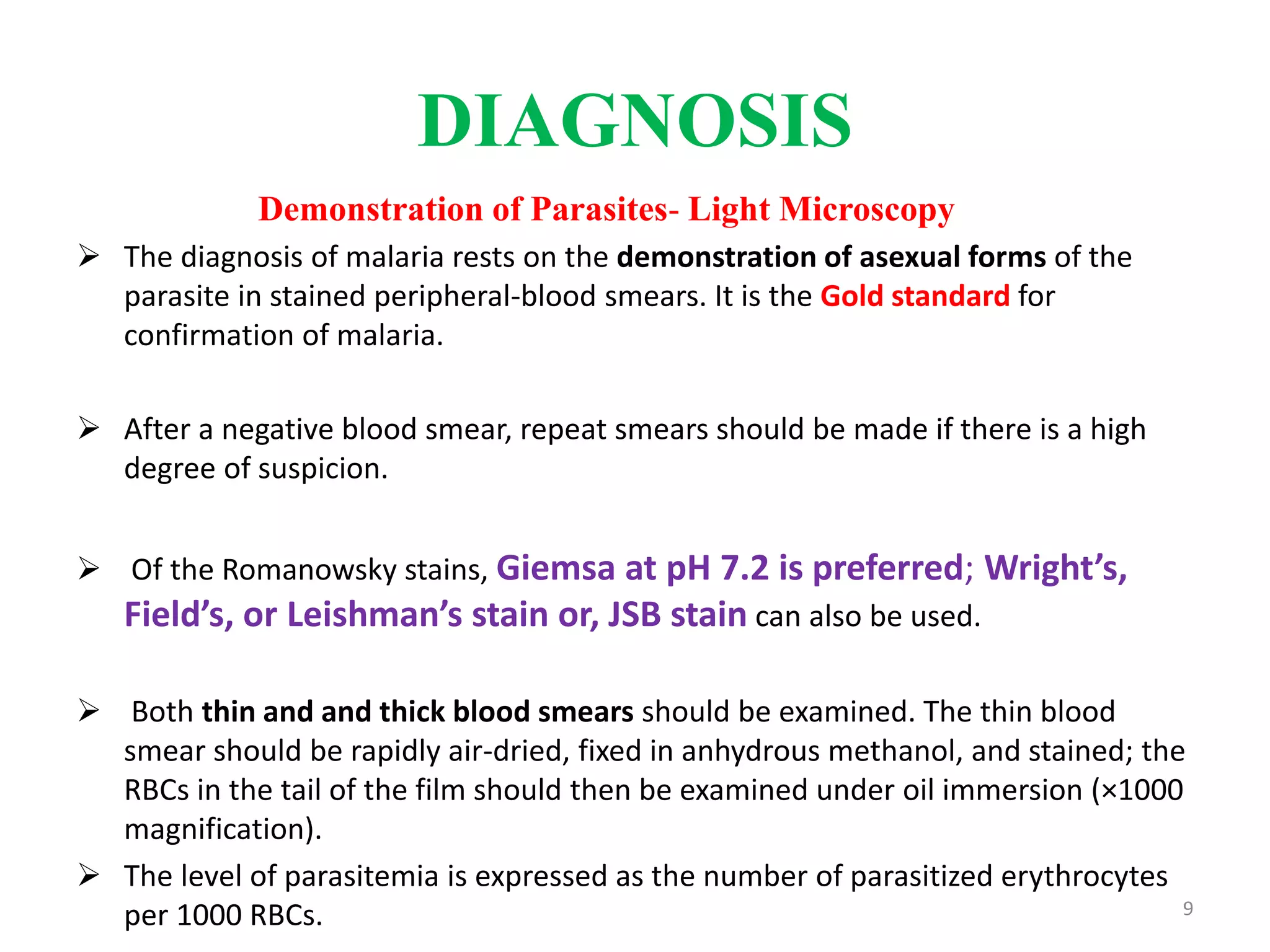 Diagnosis & blood stages of malaria . | PPTX