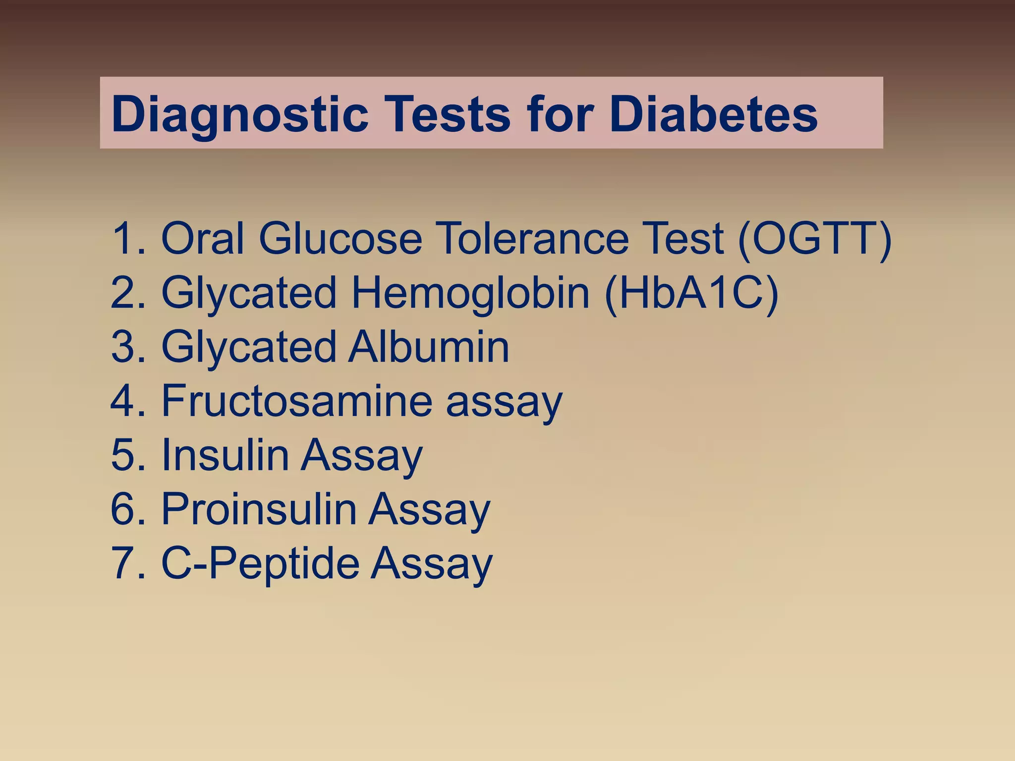 Diagnostic Tests of Diabetes | PPT