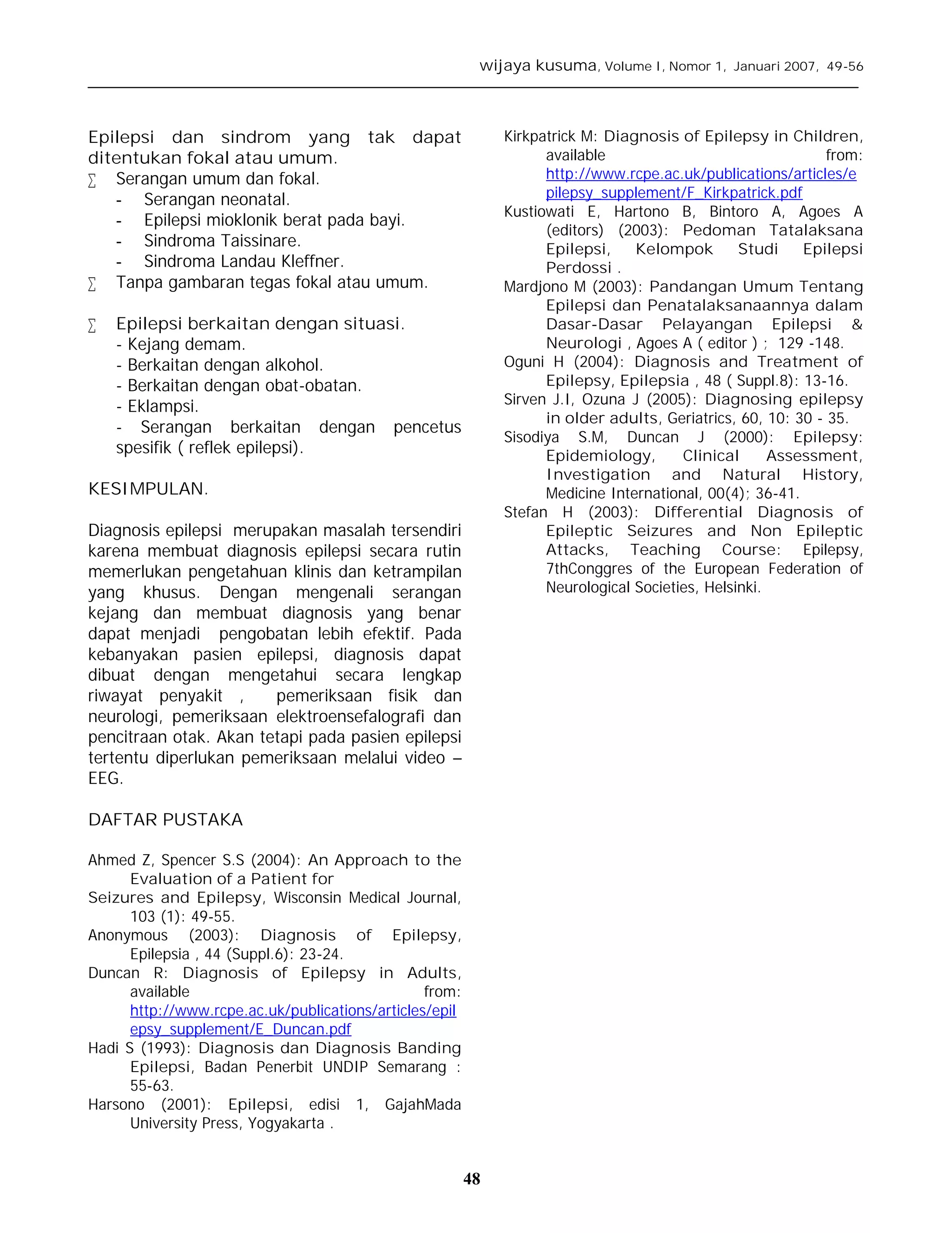 Diagnosis epilepsi utoyo sunaryo | PDF