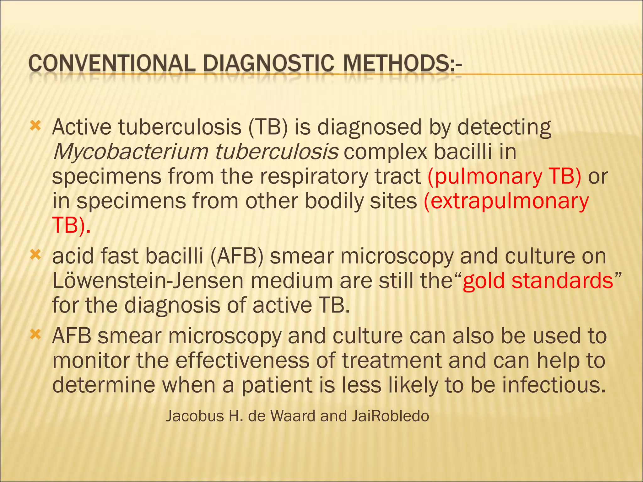 Diagnosis for tuberculosis(1).ppt2003 | PPT | Lung and Respiratory Health | Diseases and Conditions
