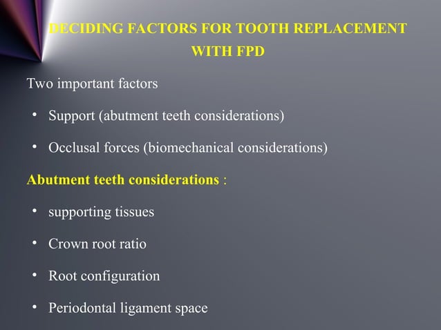 Diagnosis and treatment planning in FPD Final.ppt | Dental Health ...