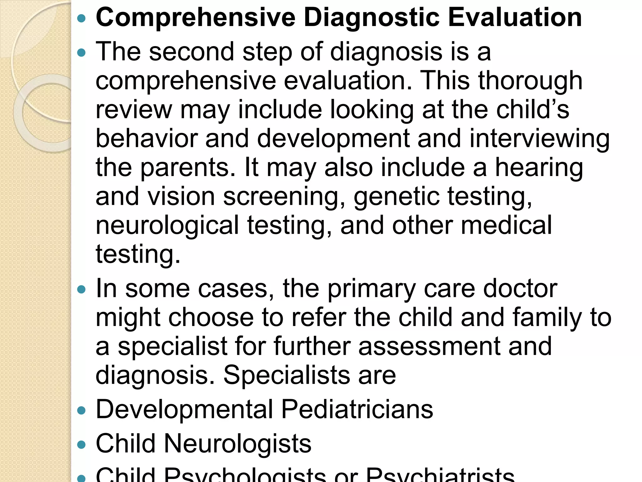 Diagnosis &management of autistic spectrum disorders | PPTX