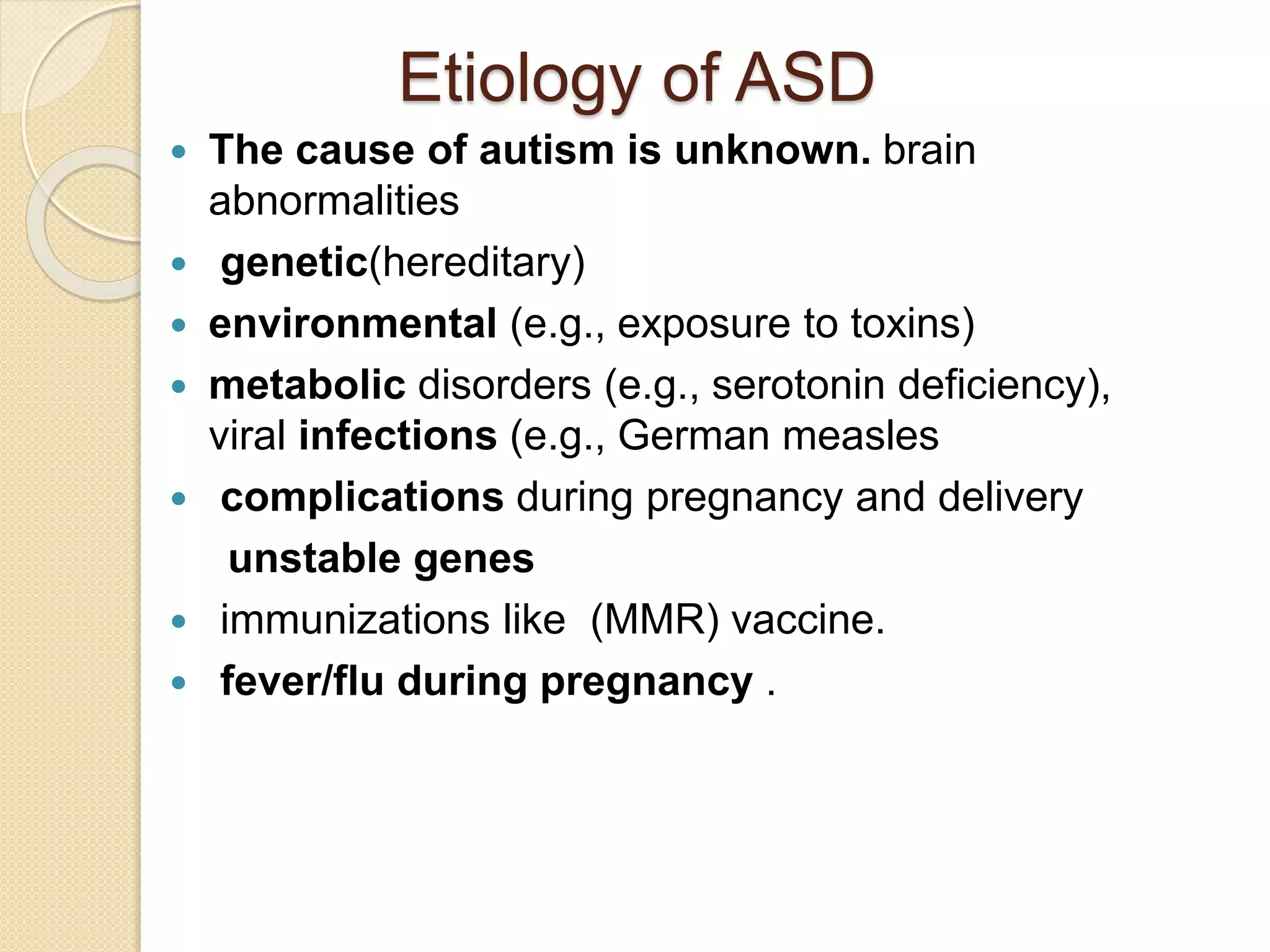 Diagnosis &management of autistic spectrum disorders | PPTX