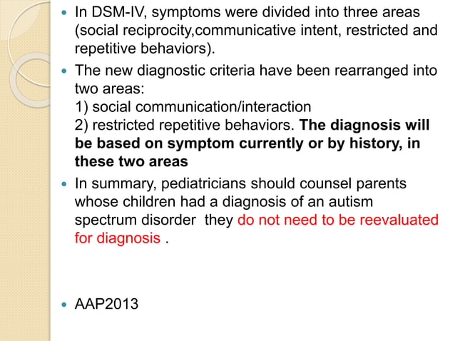 Diagnosis &management of autistic spectrum disorders | PPTX
