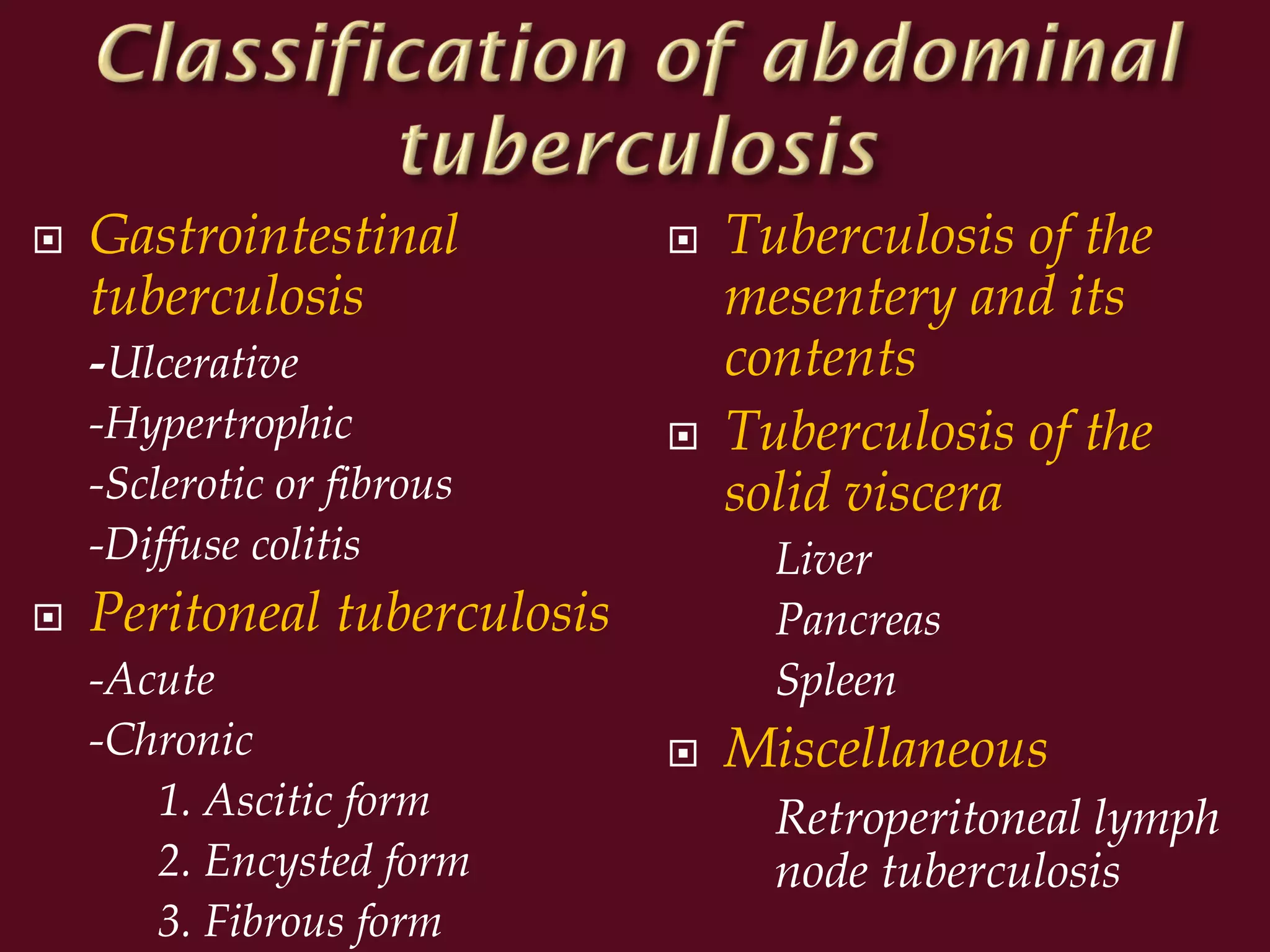 Diagnosis of abdominal tuberculosis | PPT