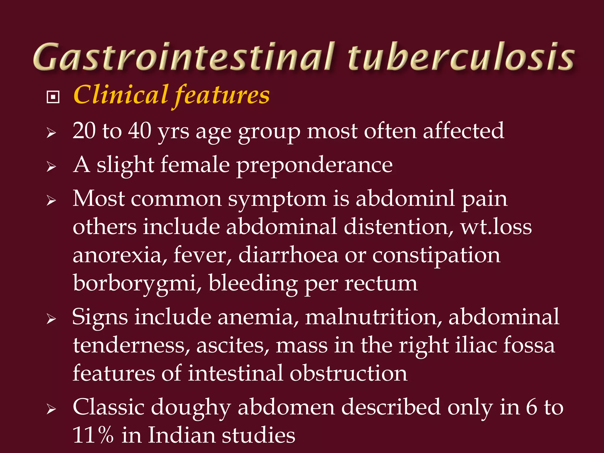 Diagnosis of abdominal tuberculosis | PDF | Digestive Disorders ...