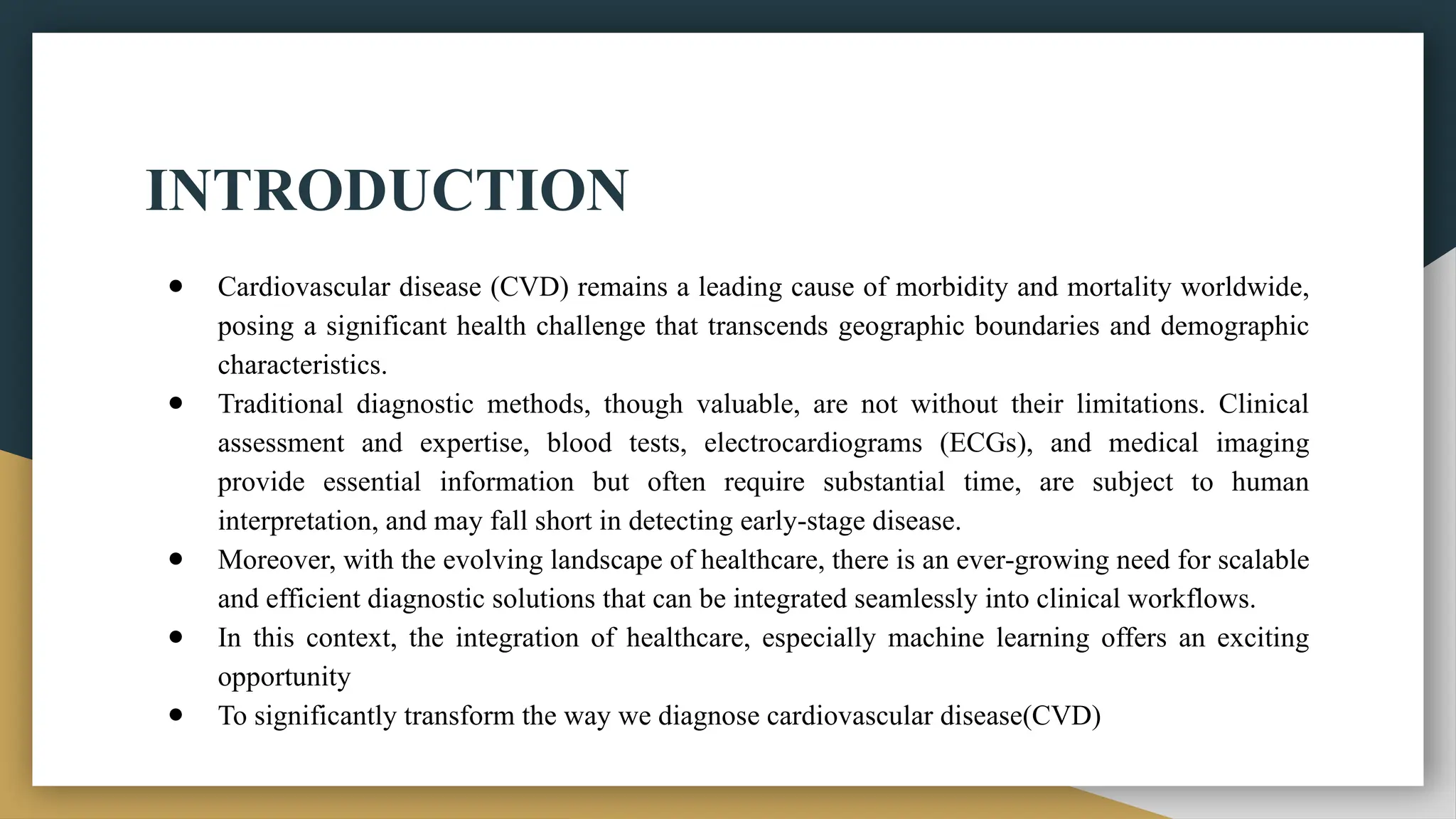 DIAGNOSIS OF CARDIOVASCULAR DISEASE USING MACHINE LEARNING ALGORITHMS.pptx