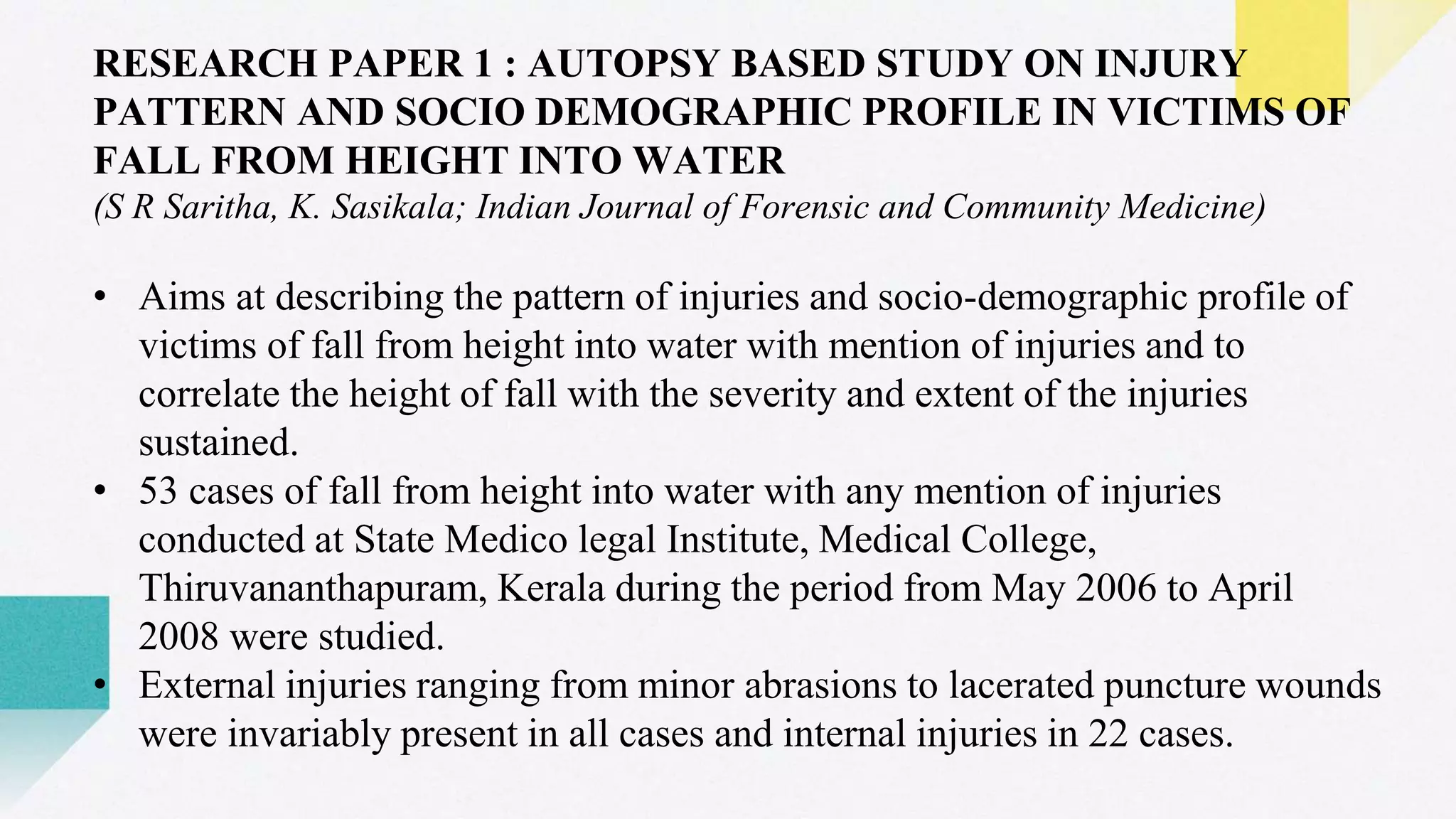 DIAGNOSIS OF INJURIES ASSOCIATED WITH DROWNING_ANEETTA JOJI_FORENSIC ...